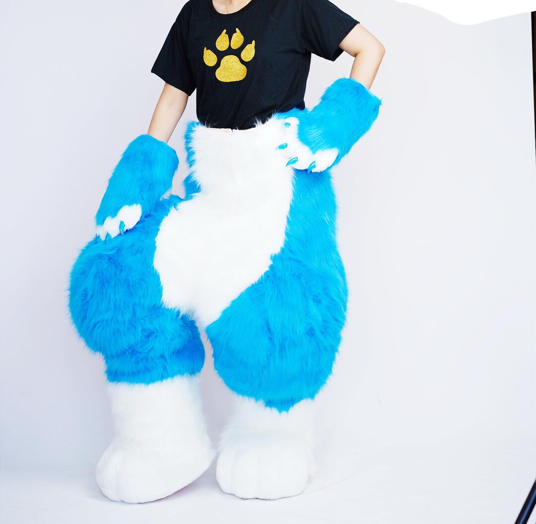 Blue Full Fursuit Lower Body Pants | Legs With Tail, Hand Paws, and ...