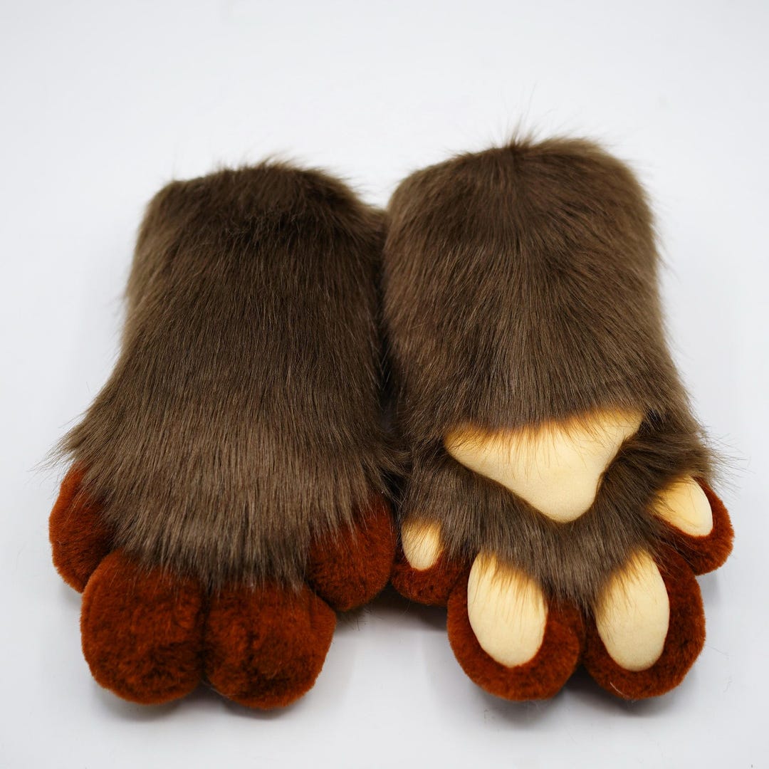 Plush Brown Bear Paws | Luxurious Brown Fur, Warm Beige Pads and ...