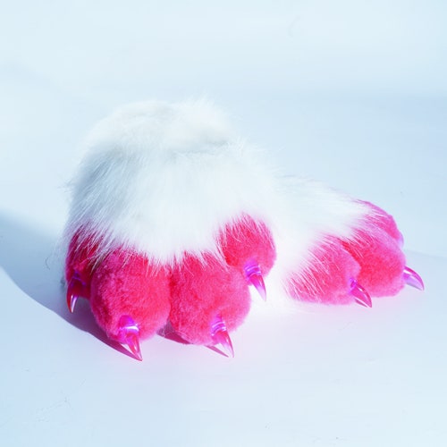 White and Purple Wolf Paw Gloves Fluffy Kitten Fursuit Paws - Etsy