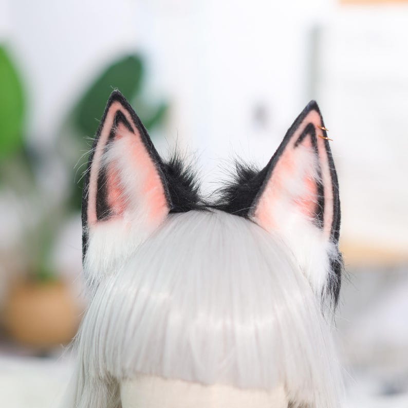 Black Wolf Ears and Tail Set, Ears Headband, Custom Furry Cosplay Ears ...