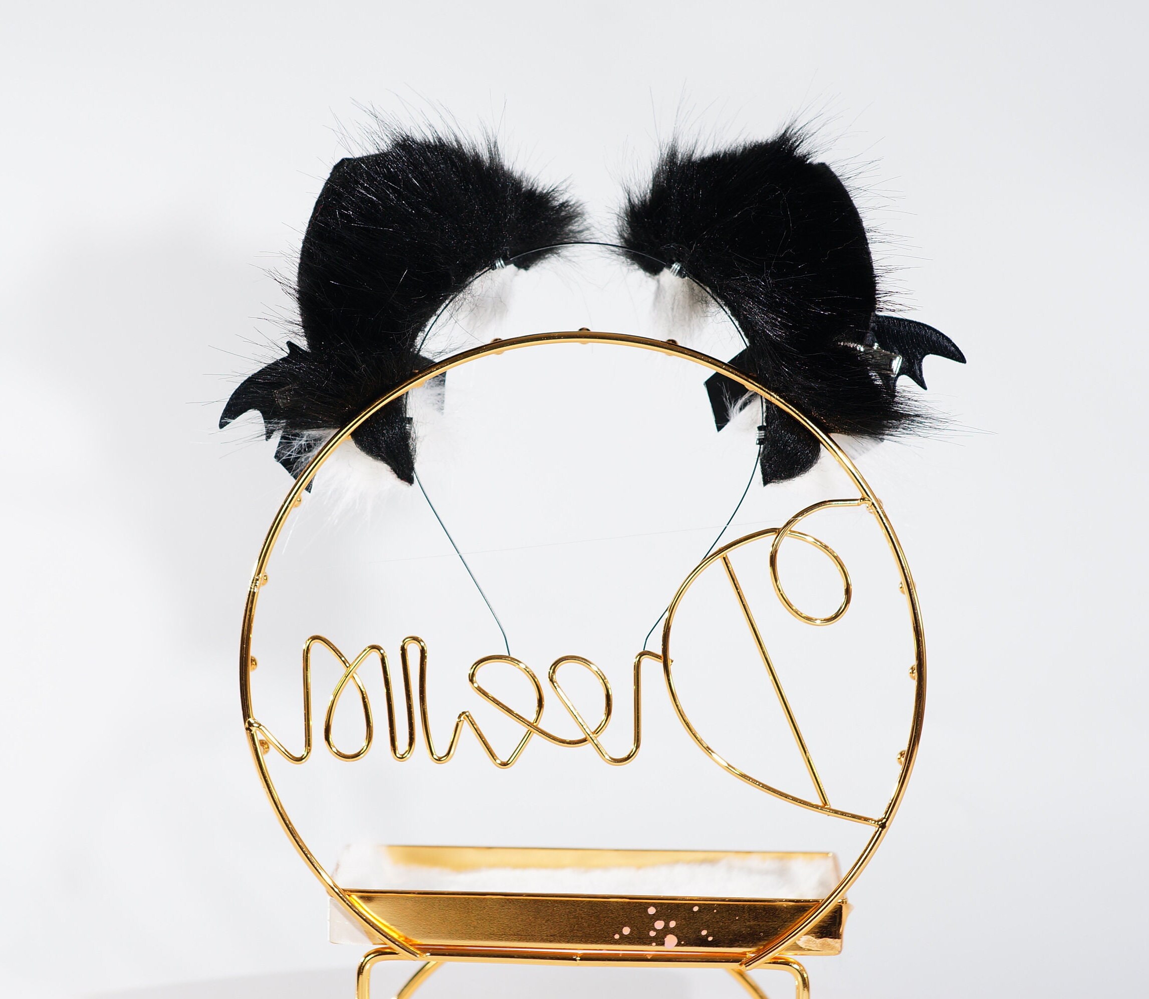 Goth Cat Ear Fox Ear Headband and Tail Petplay Sextoy Cat - Etsy