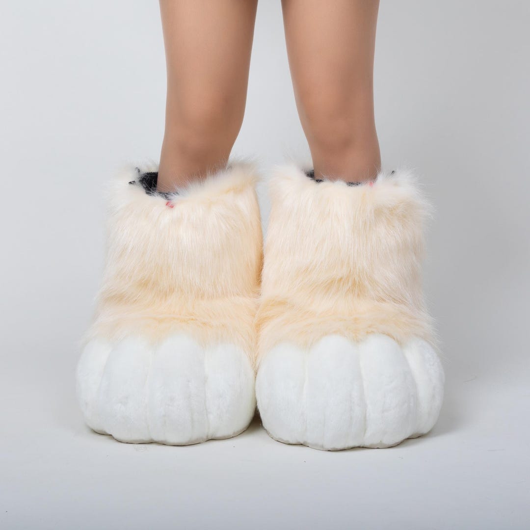 Beige&white Outdoor Fursuit Feet Paws-comfortable and Durable Fursuit ...