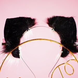 Black Cat Ears Kitty Ears Tail, Headband Ears, Faux Ears and Tail Set ...