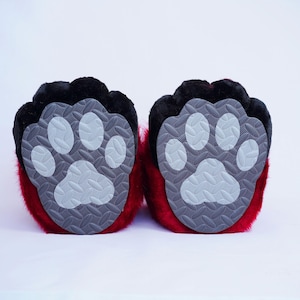 Burgendy and Black Fursuit Outdoor Feet Paws Animal Paws, Furry Shoes ...
