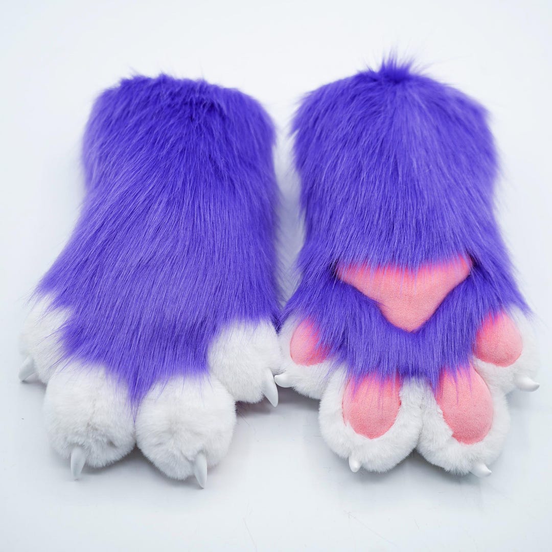 Realistic Fursuit Paws - Violet Handcrafted Faux Fur Costume Hands for ...