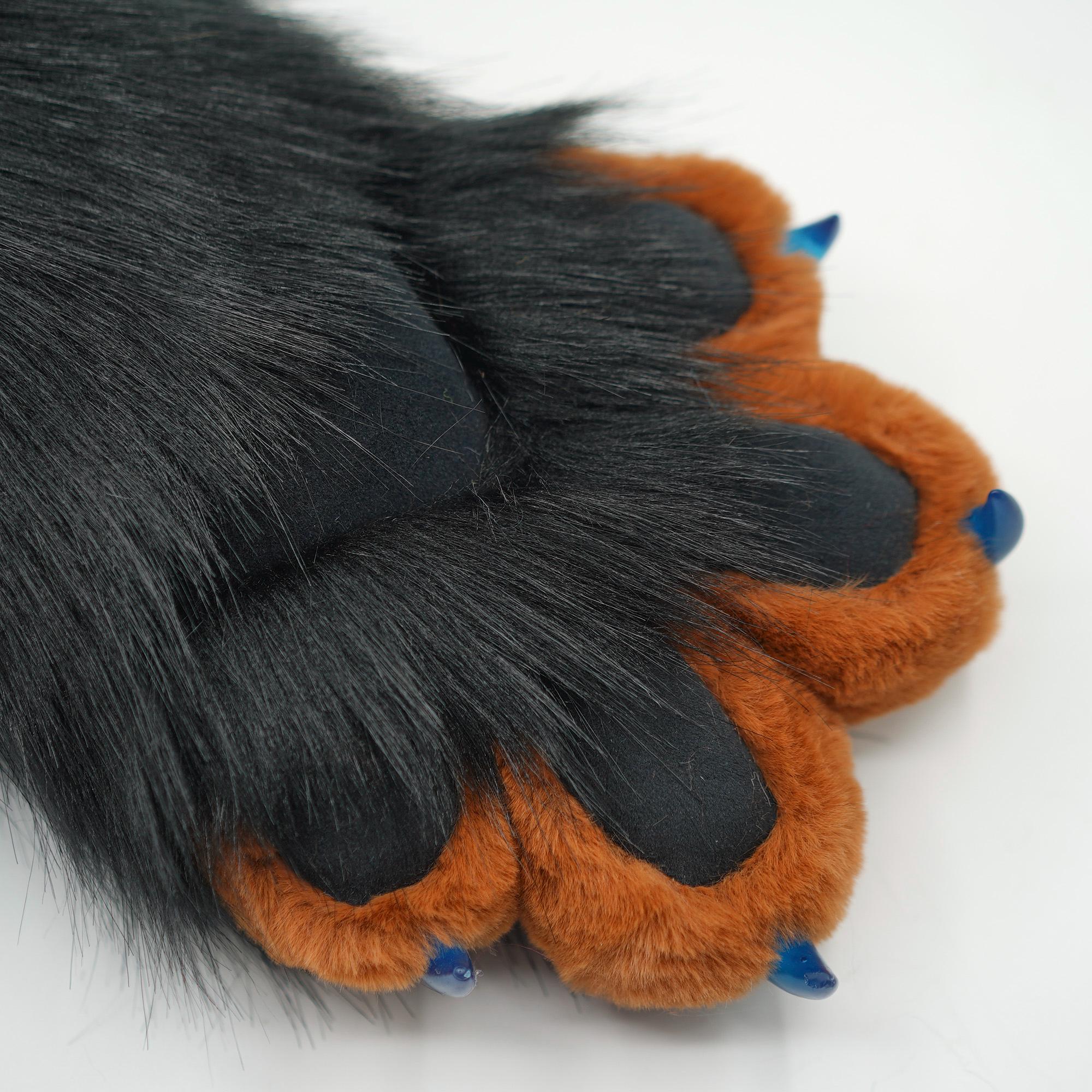 LARP Furry Fandom Fursuit Handpaws | UV Reactive Faux Fur Rave Gloves ...
