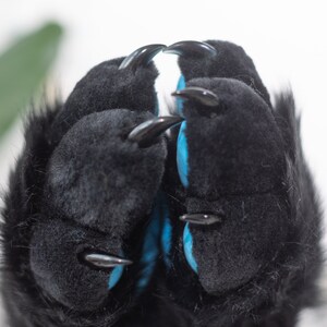 Black Puppy Paws With Blue Meat Pad, Furry Gloves, Tiger Paws, Fox Paws ...