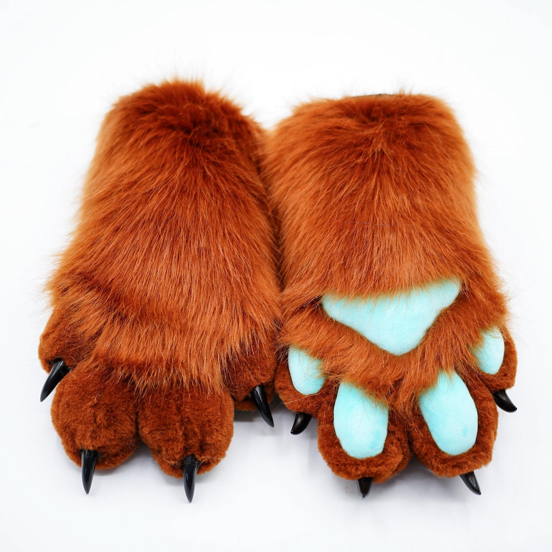 Magical Seamless Paws Brown Fur Blue Pad | Fluffy Fursuit Partial ...