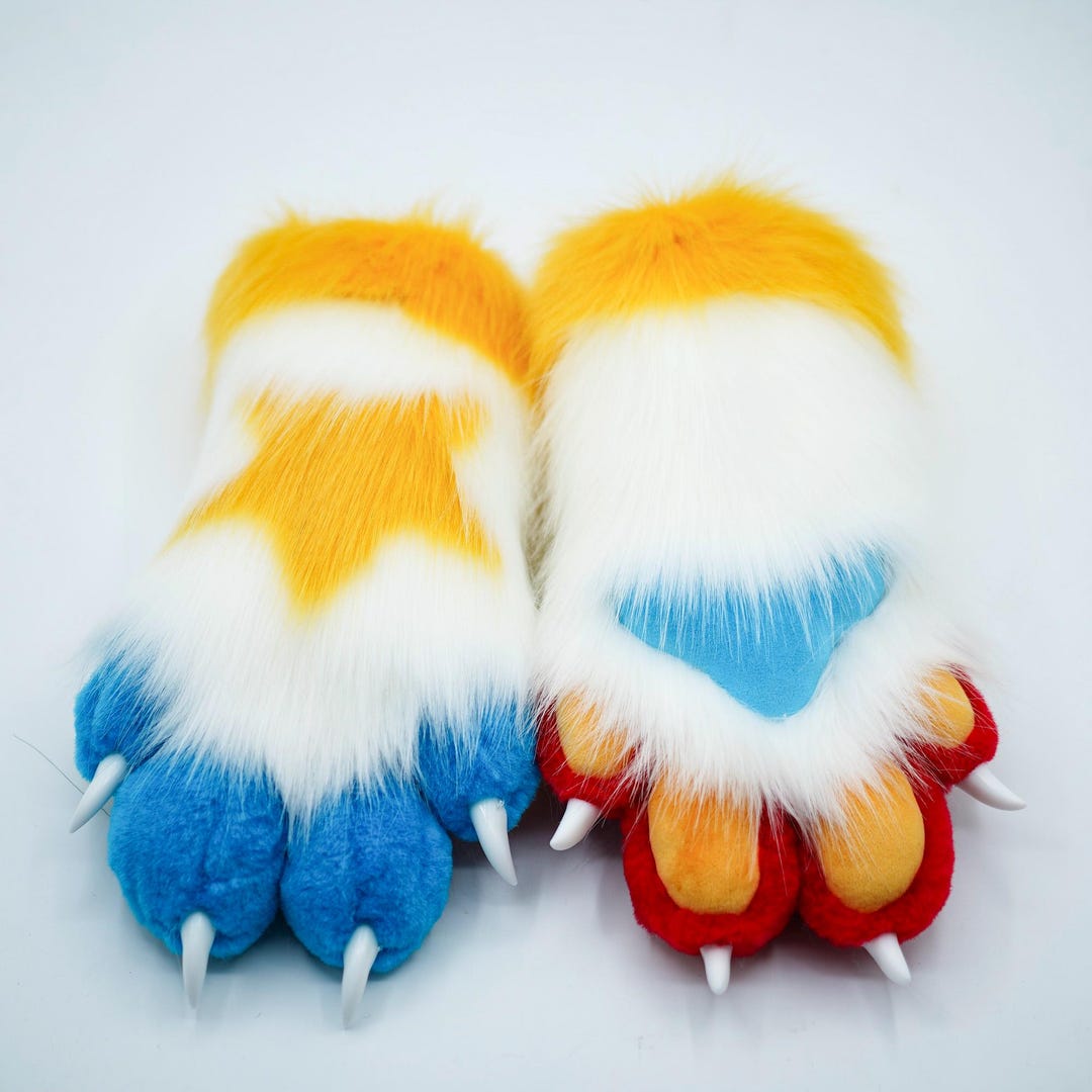 Furry Paws With Star Pattern and Colorful Style | Fluffy Fursuit ...