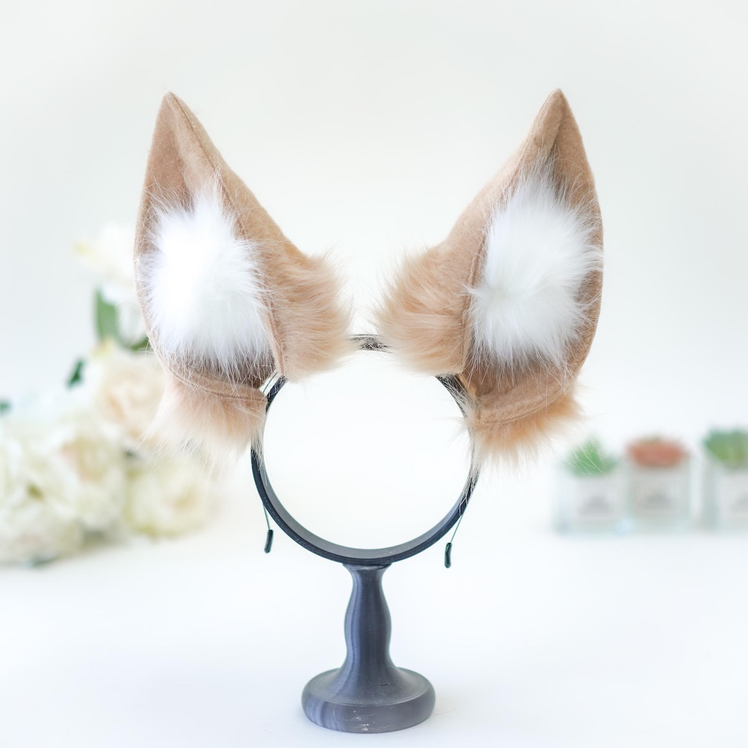 Oversized Camel Tan Fox Ears Headband | Realistic Faux Fur Kitsune ...