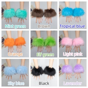 Fluffy Wrist Cuffs Fingerless Paws Furry Hand Glove Warmers Fluffies ...