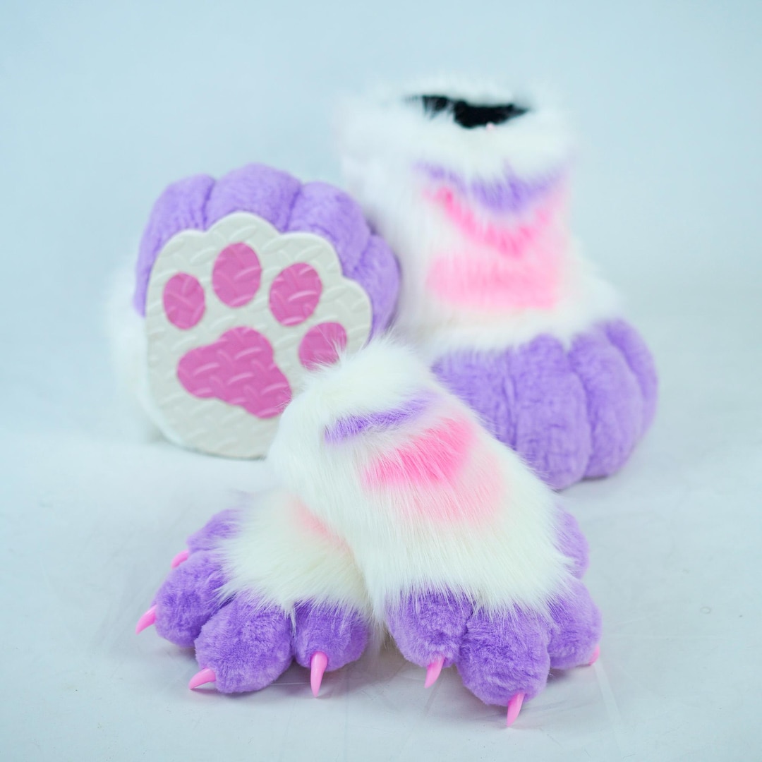 Furry Fursuit Hand&feet Paws Set With Colorful Stripes – Furry ...