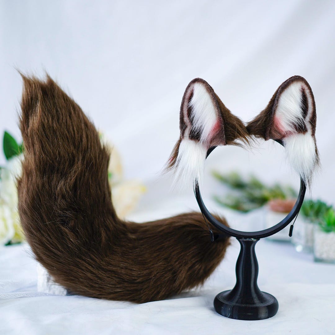Brown Husky Ears and Tail Suit, Custom Furry Dog Cosplay Set for ...