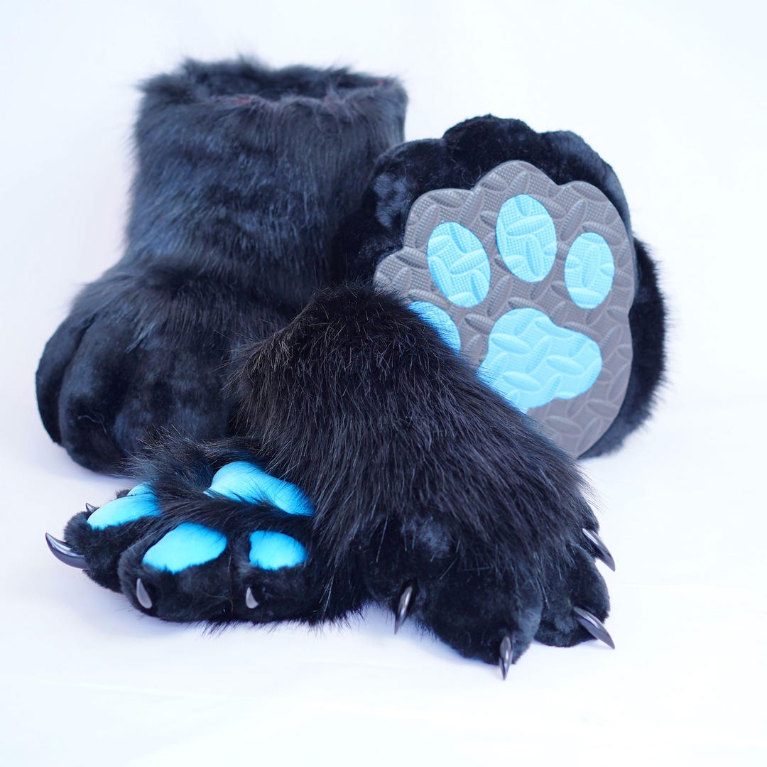 Black and Tropical Blue Outdoor Fursuit Feet Paws and Paws,halloween ...