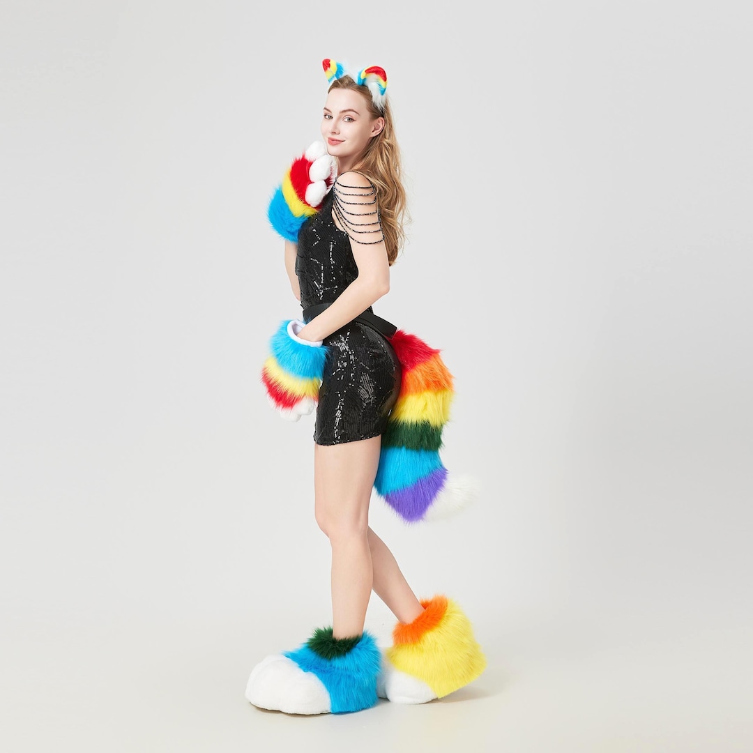 LARP Fursuit Set|teen Gaming Paws Tail Ears|faux Fur Roleplay ...