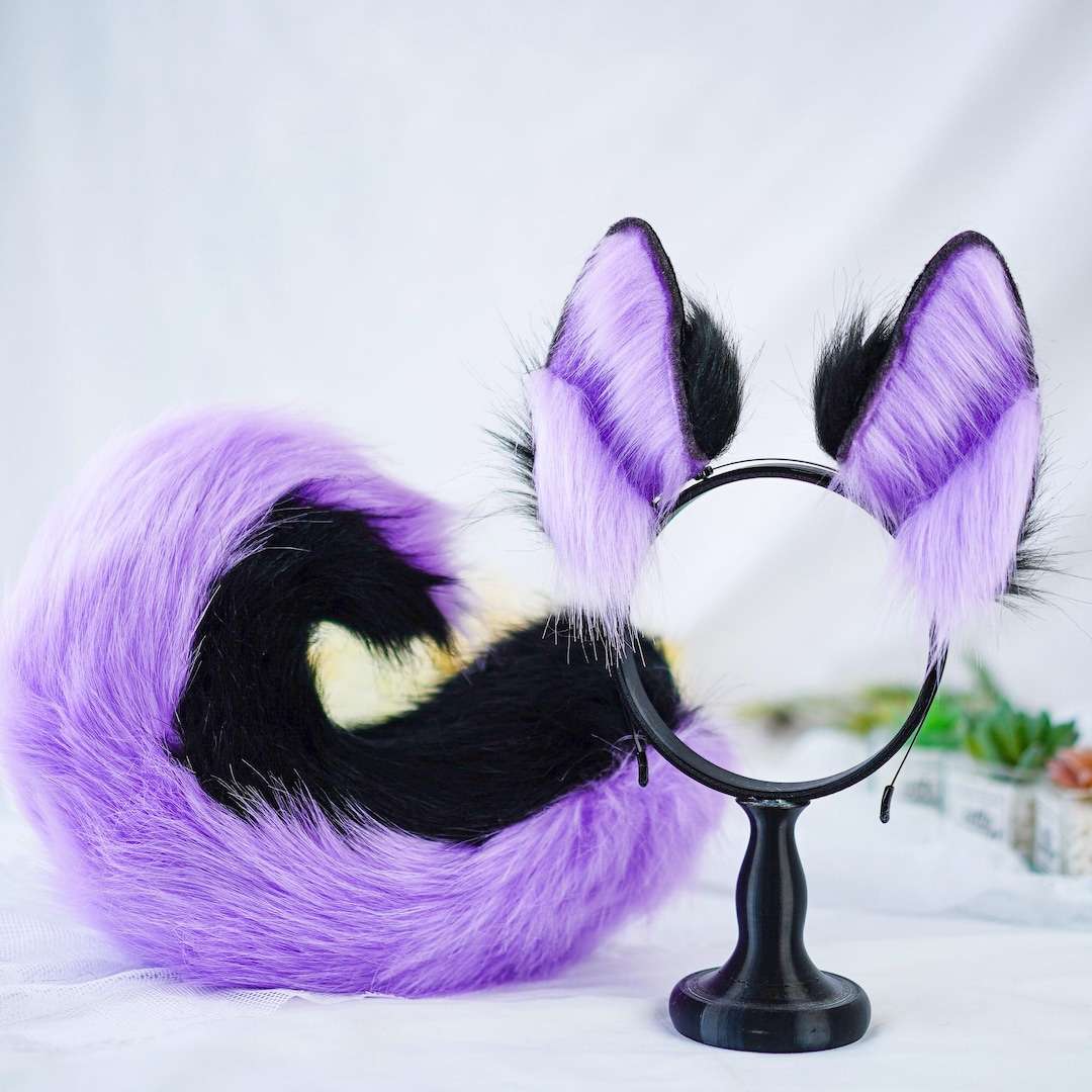 Light Purple Dog Ears&tail Set | Realistic Cospaly Costume Accessories ...