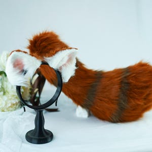 Brown Little Panda Ears & Tail With Stripes Set – Furry Ears and Tail ...