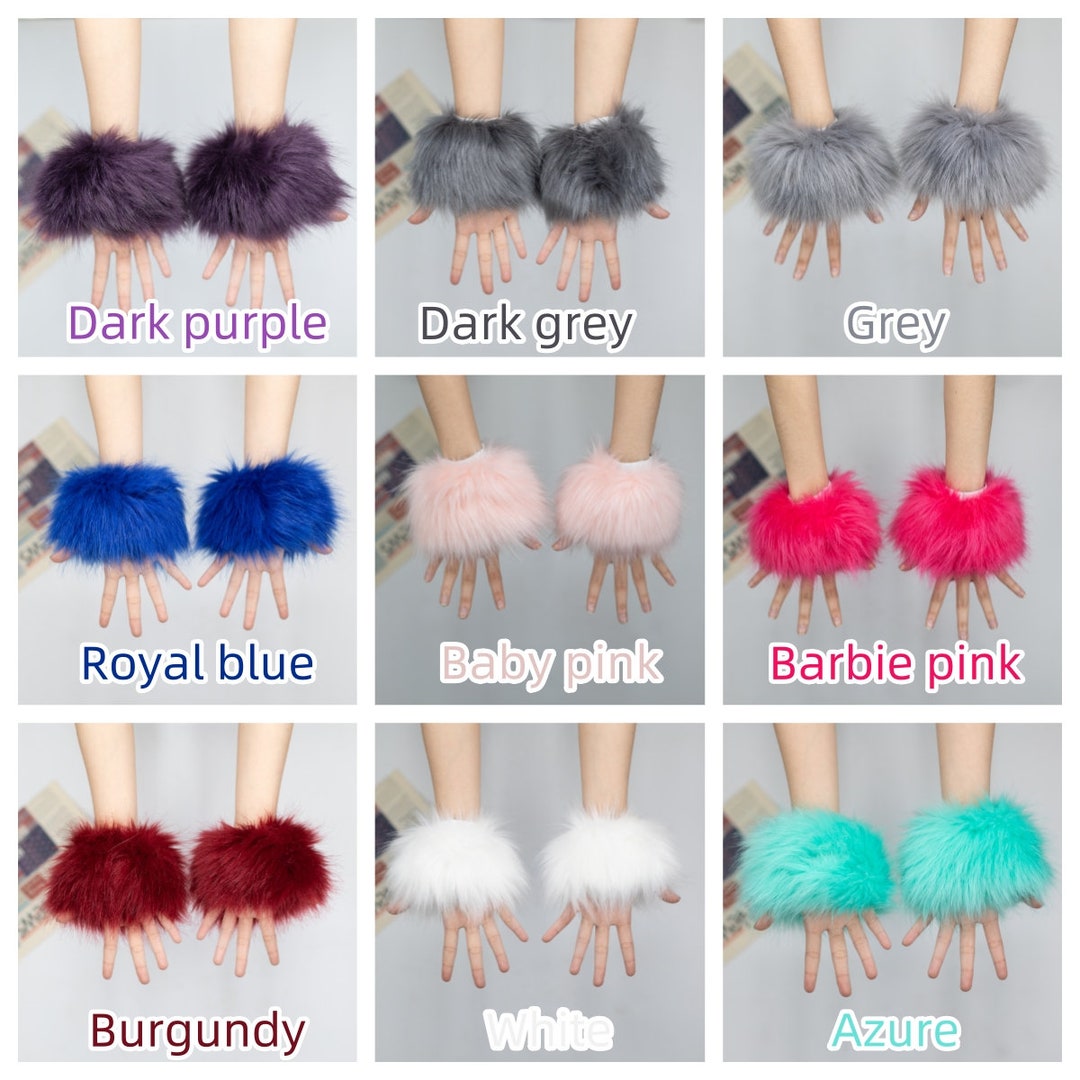 Fluffy Wrist Cuffs Fingerless Paws Furry Hand Glove Warmers Fluffies ...