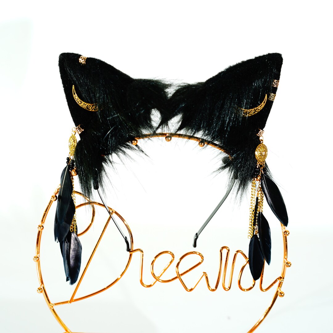 Black Cat Ears, Tail Butt Plug, Luna Ears, Cat Ears With Moon, Pet Play ...