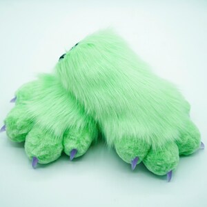 Green Furry Paws With Black Pad | Fluffy Fursuit Partial Costume ...