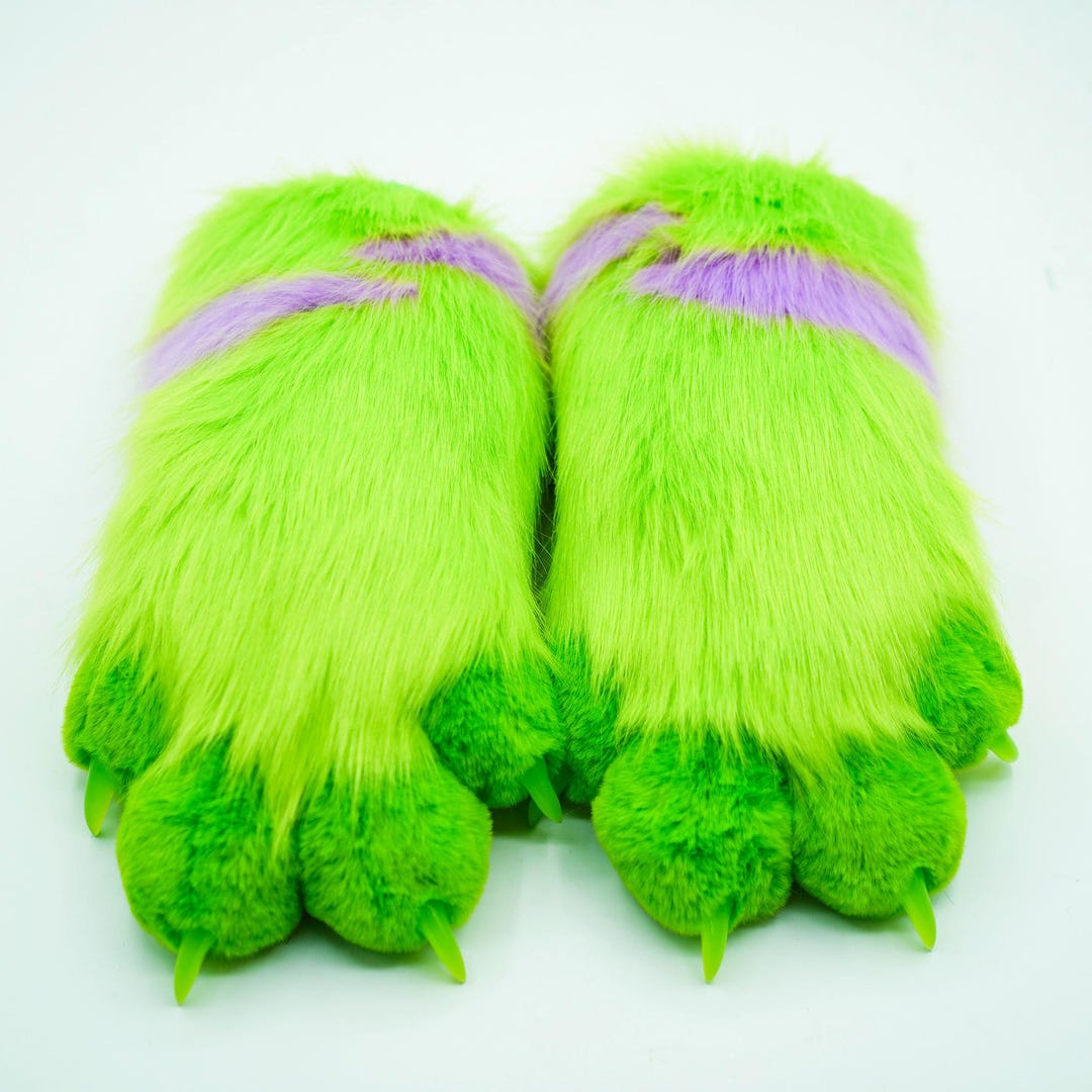 Elf Green Super Star Puppy Fox Cat Paws Furry Gloves With Special Meat ...