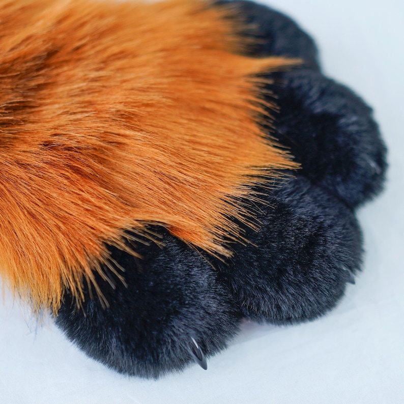 Puffy Paws Black & Brown Faux Fur Fursuit Costume Cosplay Soft Paws ...