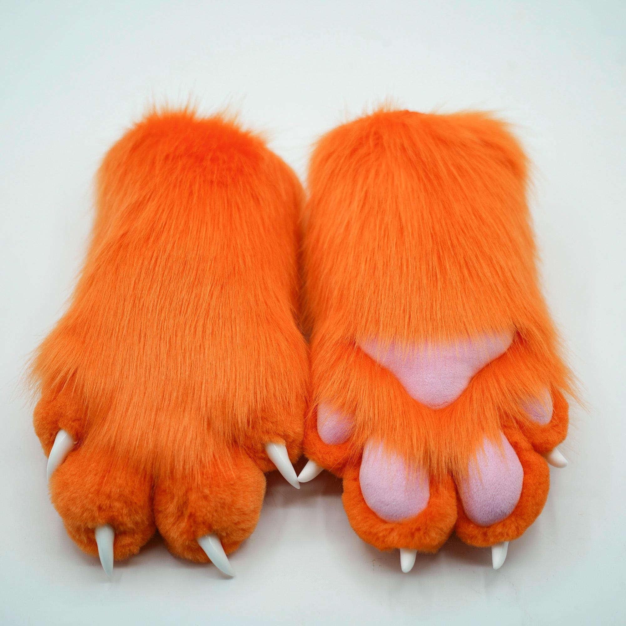 Orange Furry Hand Paws 4-finger Gloves | Fluffy Fursuit Partial Costume ...