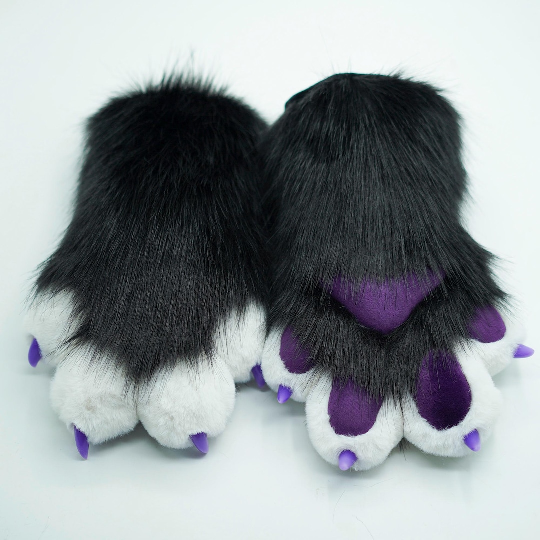Soft and Comfortable Fursuit Paws Black Hand Paws, Cosplay Costume 4 ...