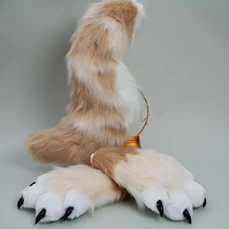 Furry Handpaws and Tail Set, Custom Faux Fur Set for Conventions and ...