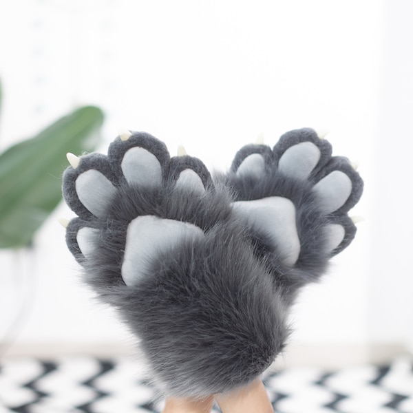 Grey Wolf Paws Gloves - Etsy
