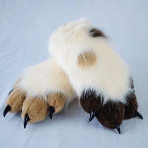 Furry Fluffy Paws With Speckles | Soft Plus Fursuit 4-finger Gloves ...