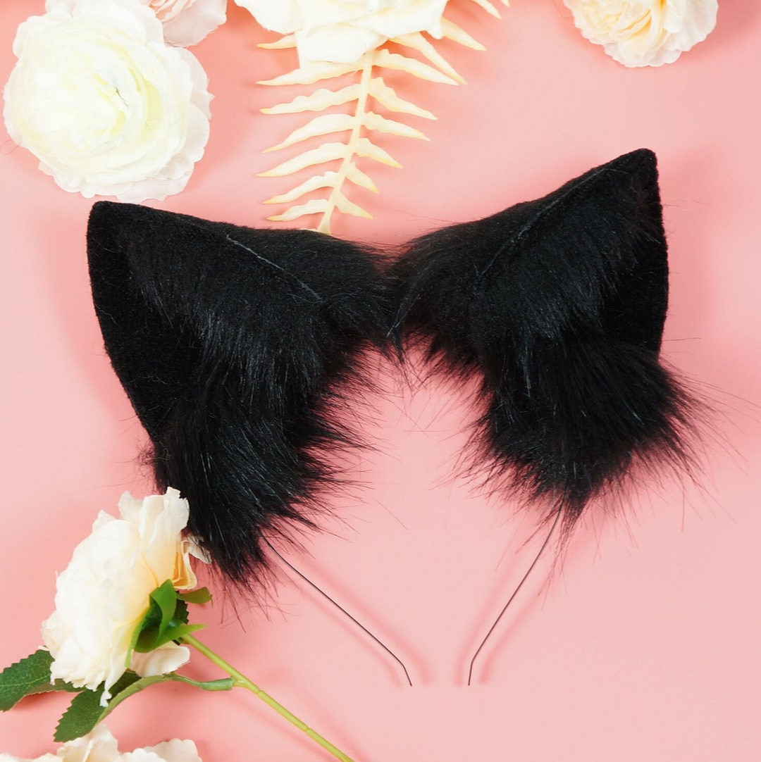 Black Cat Ears Black Kitty Ears Black Kitten Ears Cat Headband Ears ...