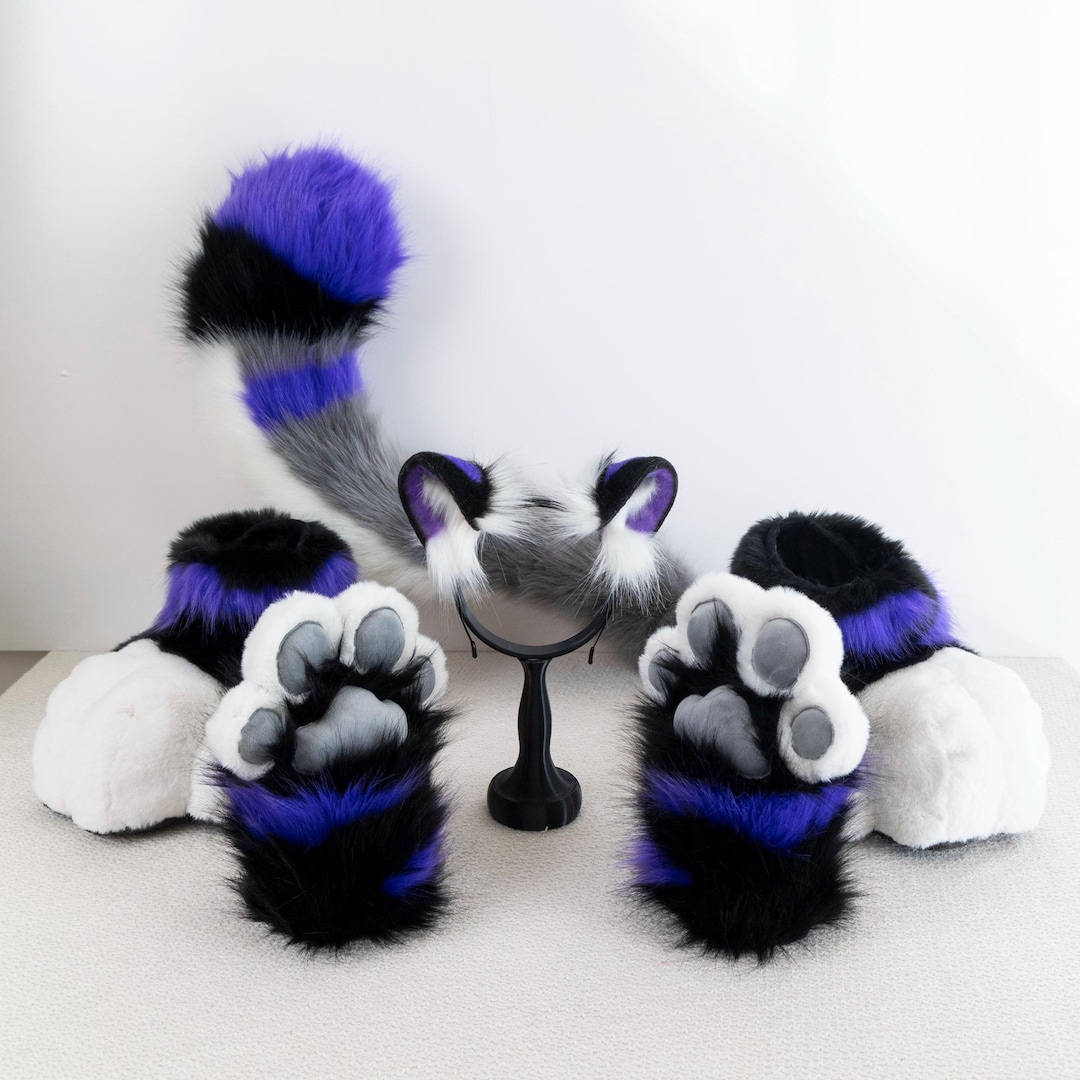 LARP Fursuit Set|teen Gaming Paws Tail Ears|faux Fur Roleplay ...