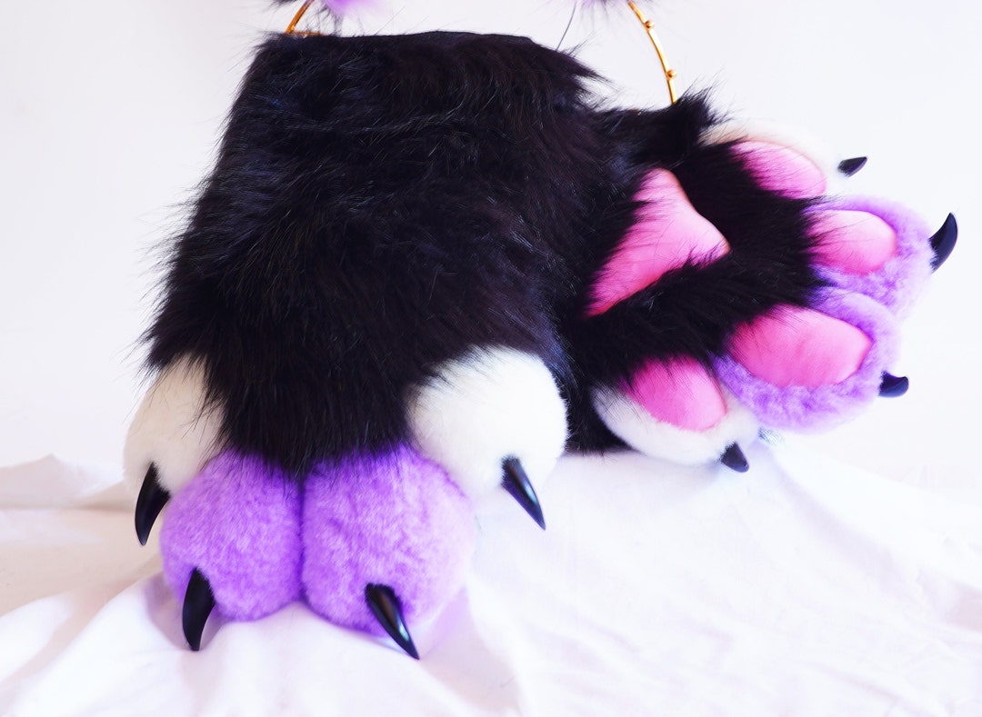 Black and Purple Kitten Paws, Animal Paws, Furry Gloves, Cosplay Gloves ...