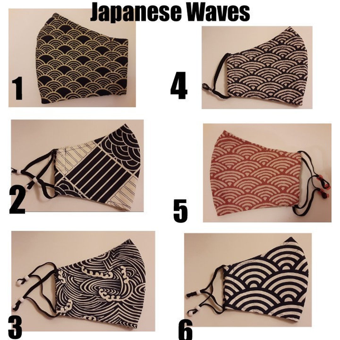 Japanese Fabric Face Masks W/ Nose Wire & Filter Pocket/washable ...