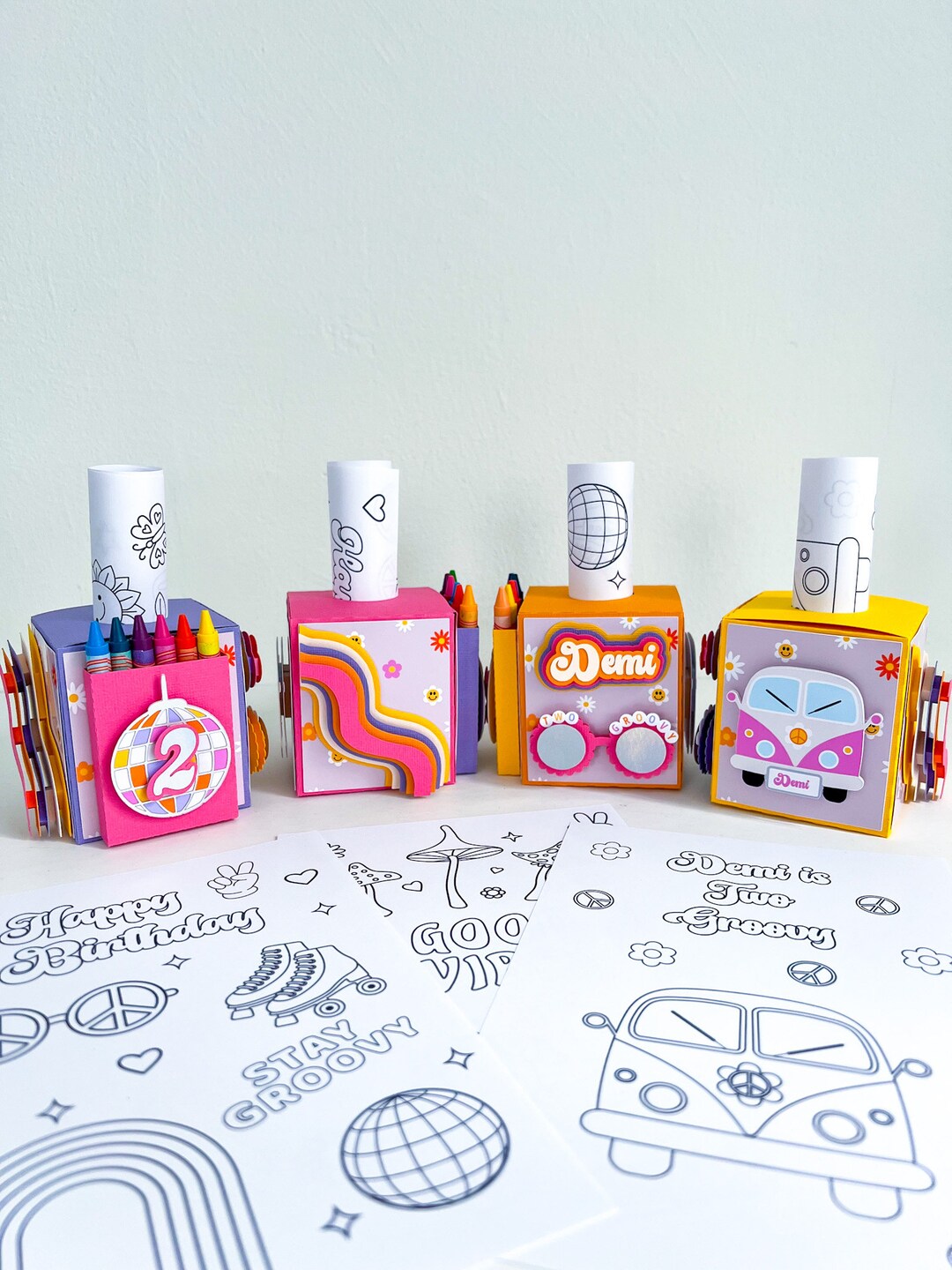 Two Groovy Coloring Box, Two Groovy Activity Box, Two Groovy, Party ...