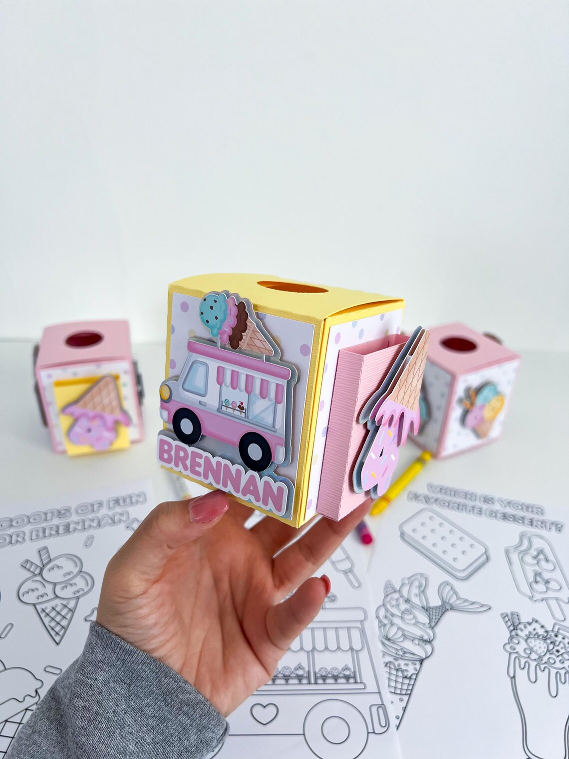 Ice Cream Coloring Box, 3 Scoops of Fun Activity Box, Ice Cream ...
