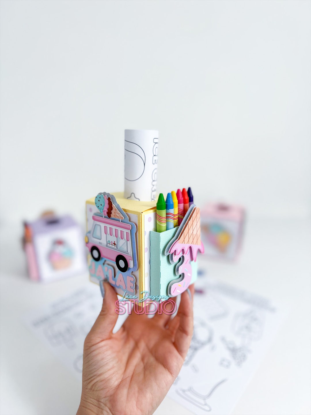 Ice Cream Coloring Box, 3 Scoops of Fun Activity Box, Ice Cream ...