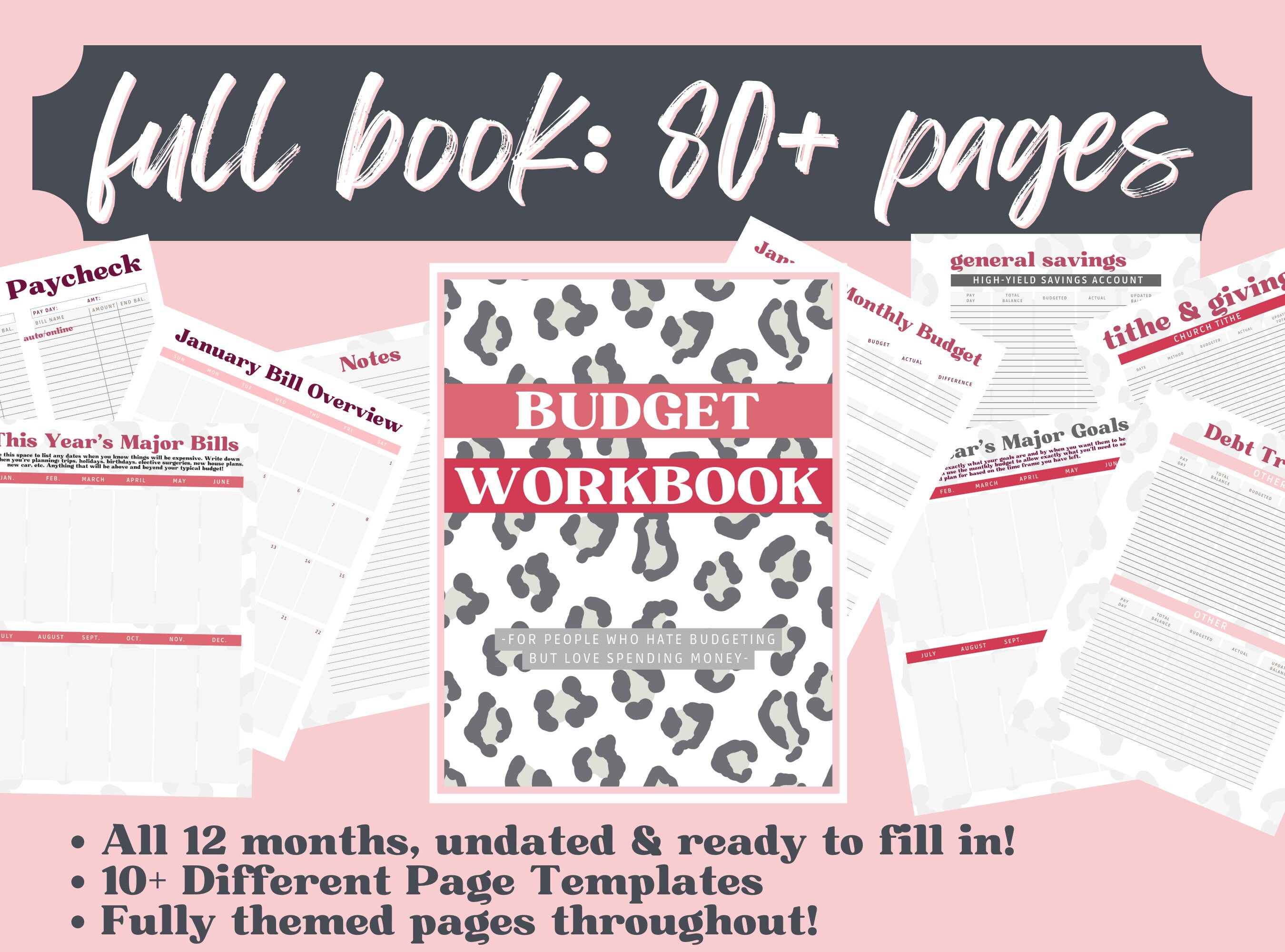 Budget Binder Printable Planner for Women, Leopard Baby, Cash Envelope ...