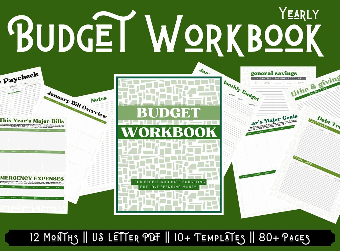 Budget Binder Printable Planner for Men, Urban Green, Cash System ...