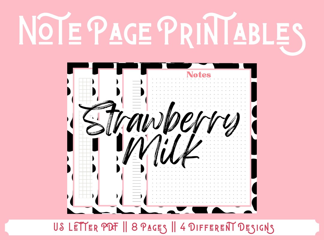 Strawberry Milk Themed, Western, Cowgirl Barbie, Pink Note Page PDF ...