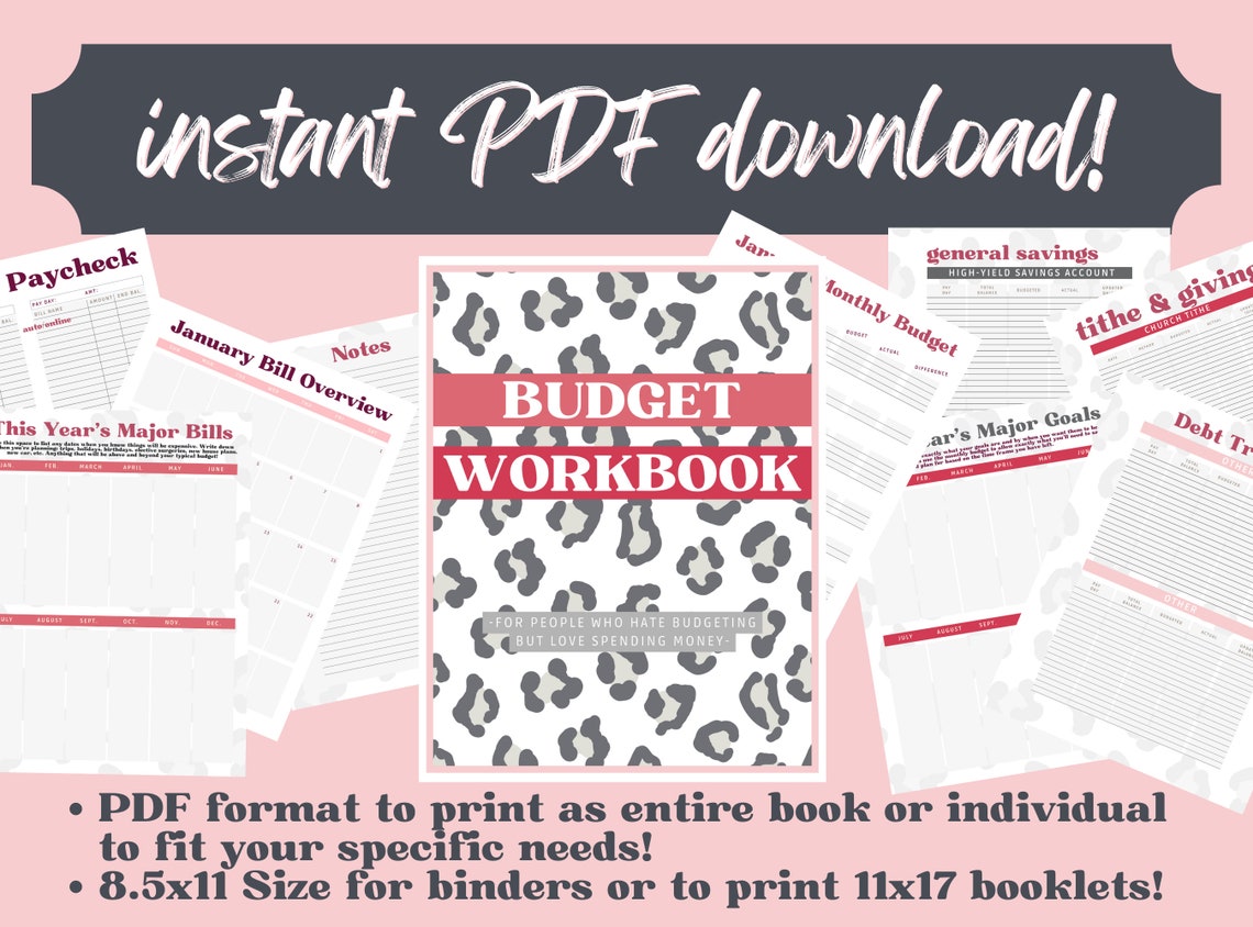 Budget Binder Printable Planner for Women, Leopard Baby, Cash Envelope ...