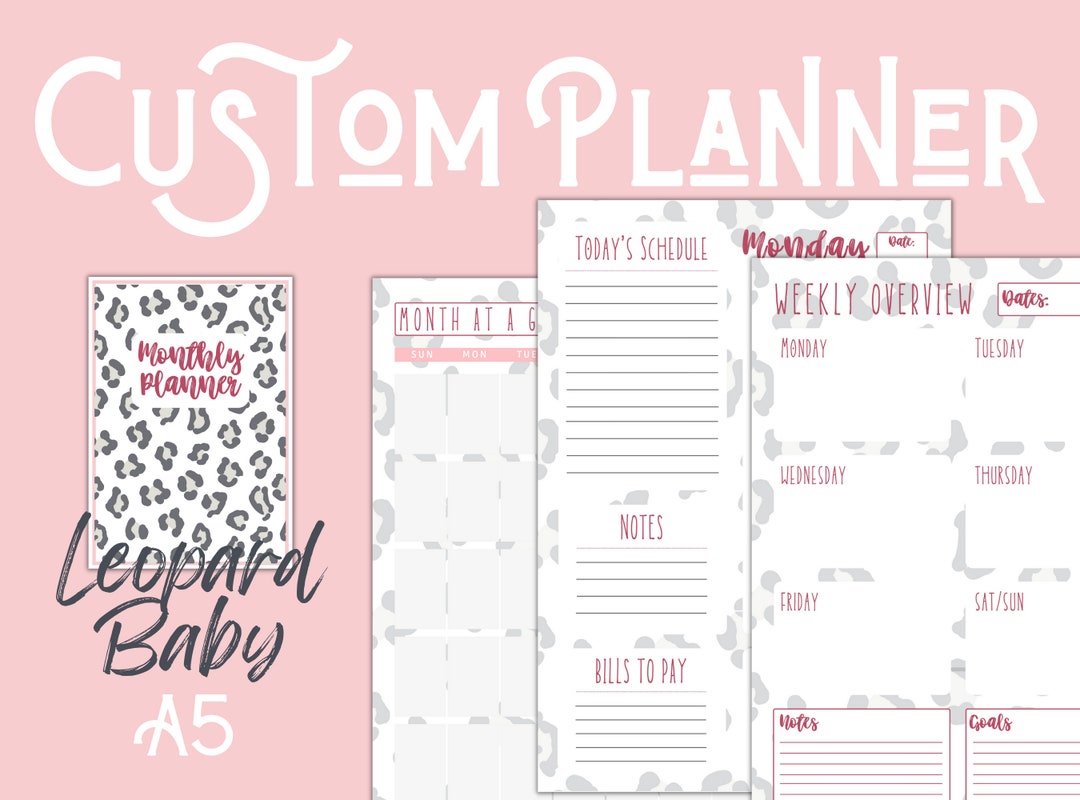 Pink A5 Leopard Baby Month & Weekly Planner - Etsy