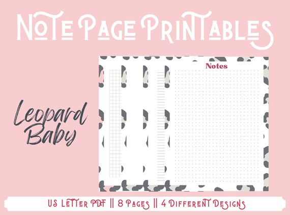 Note Page Printable PDF Download Leopard Baby Pairs Great - Etsy