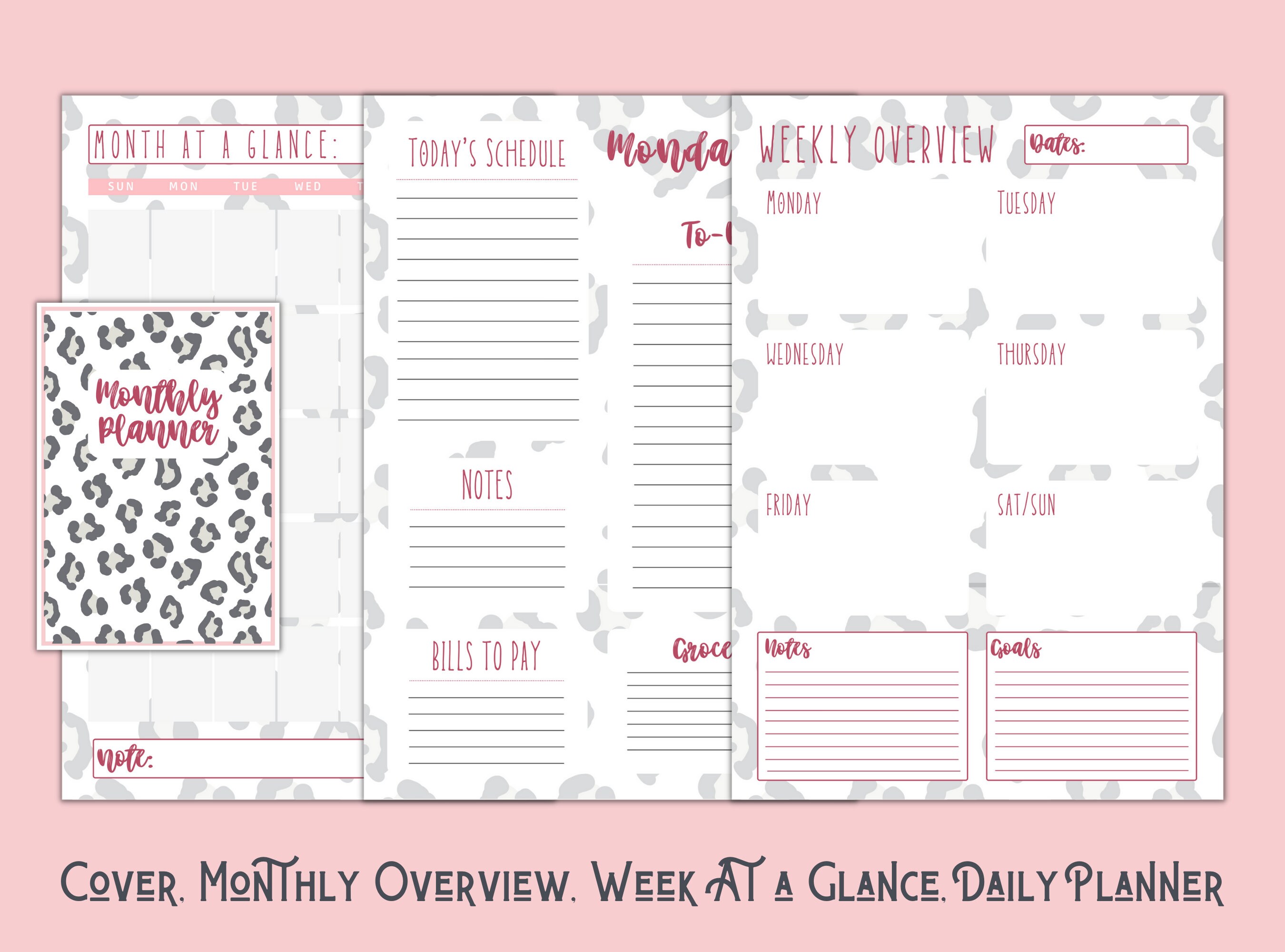 Pink A5 Leopard Baby Month & Weekly Planner - Etsy