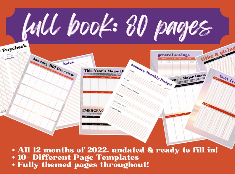 Budget Binder Printable Workbook, Ethereal Sunset, Cash & Income ...