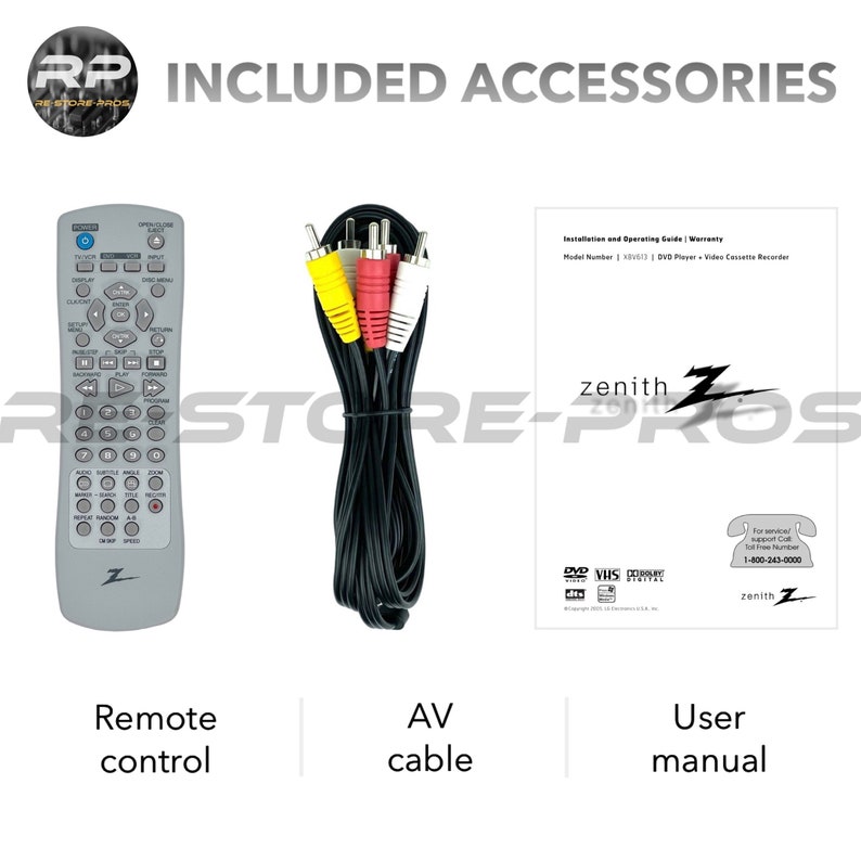 Zenith XBV613 Dvd Vcr Combo Player | 4-head VHS | Hi-fi Stereo | Analog ...