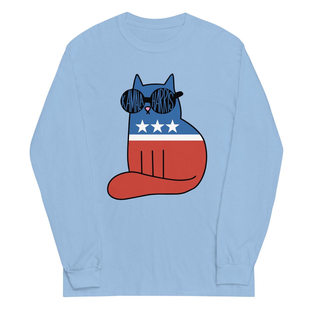 Democrat Cat for Kamala Harris Unisex Long Sleeve Tee - Etsy