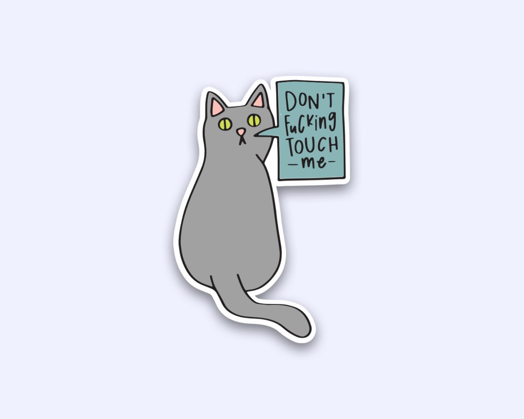 Don't Touch Me Cat Sticker Die Cut, Decal, Grumpy Cat, Introverts, Cat ...