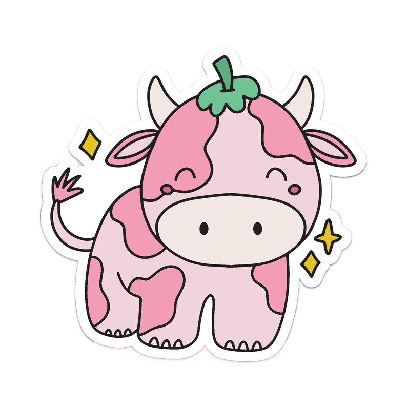 Strawberry Cow Sticker - Etsy